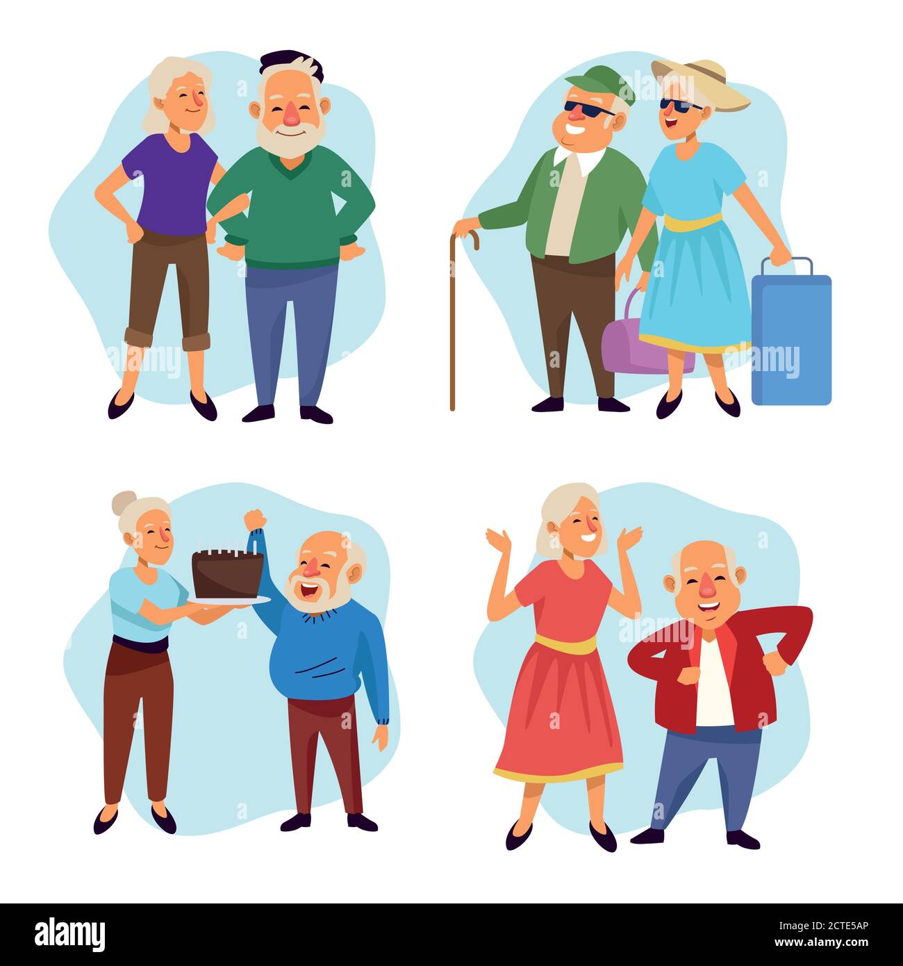old people active seniors characters scenes vector illustration design ...