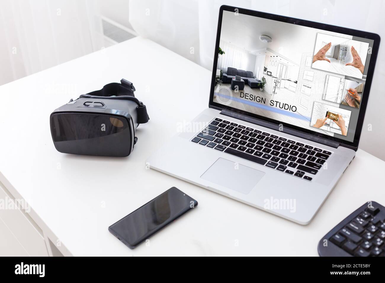 Creative professional designer's desk from above Stock Photo - Alamy