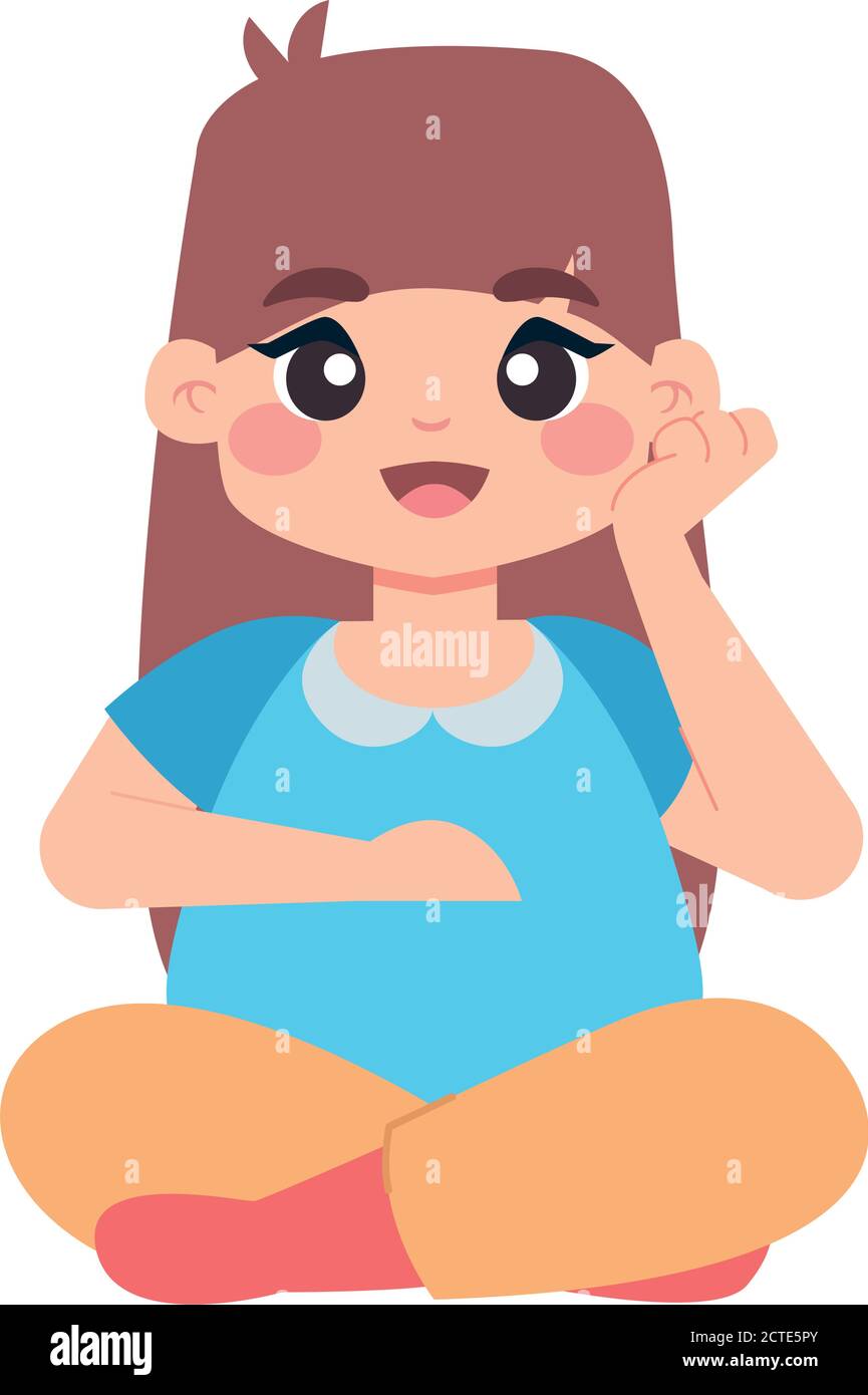 Isolated cute girl cartoon thinking - vector illustration Stock Vector ...