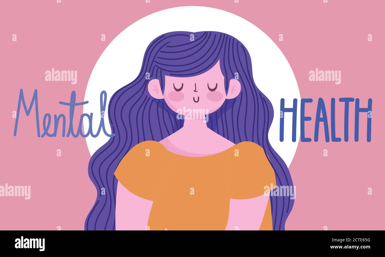 world mental health day, message text female character vector ...