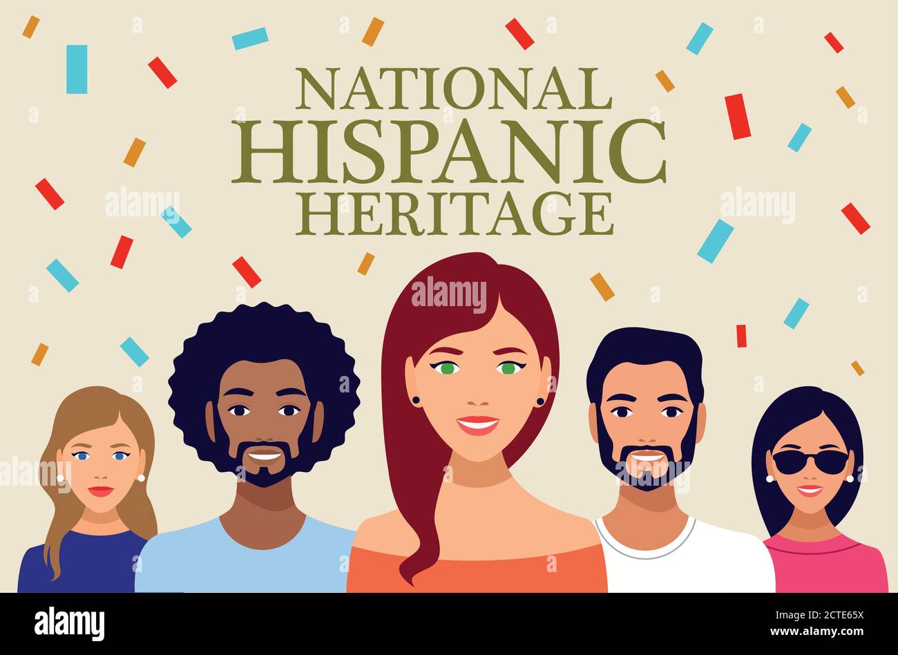 national hispanic heritage celebration lettering with people and ...