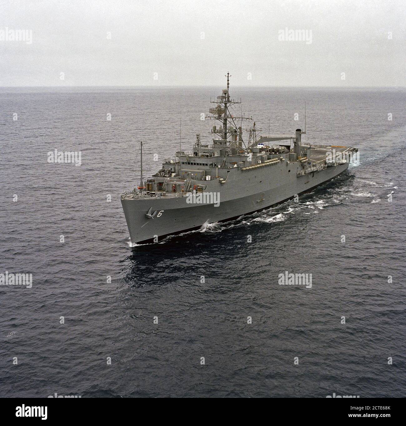 1977 - An aerial port bow view of the amphibious transport dock USS ...