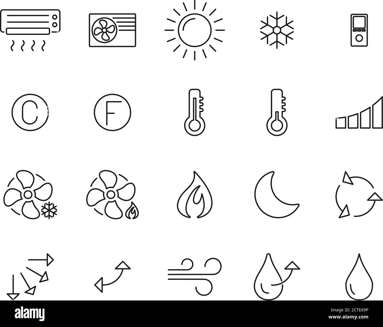 Air Conditioning Icons Thin Line Set Big Stock Vector Image & Art - Alamy