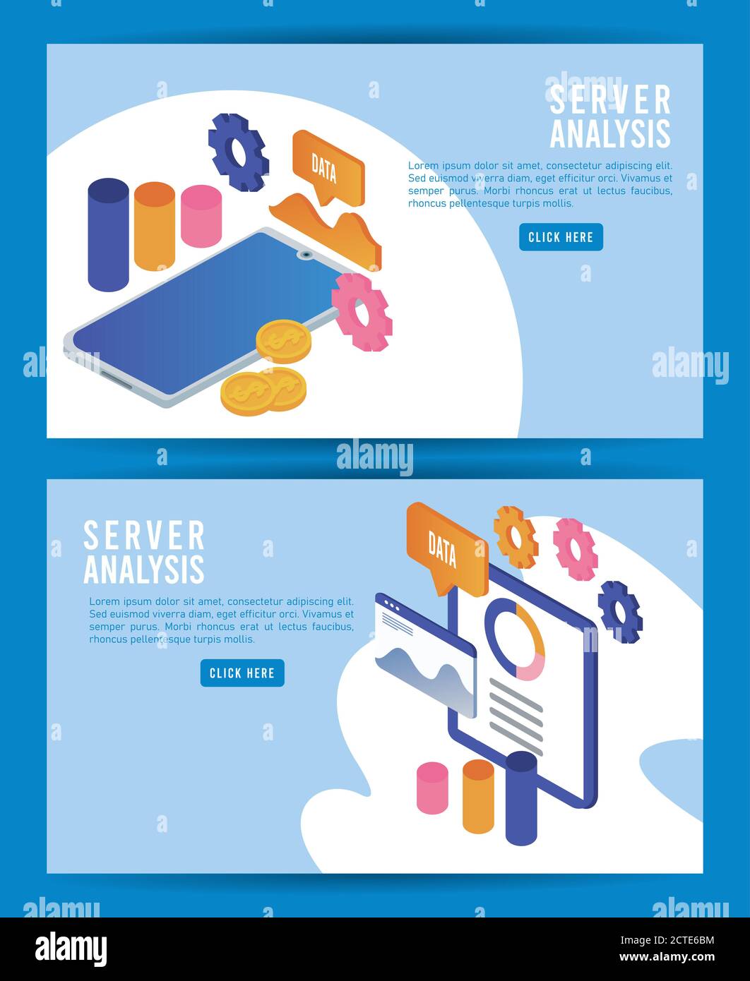 data analysis tech with tablet and smartphone devices vector ...