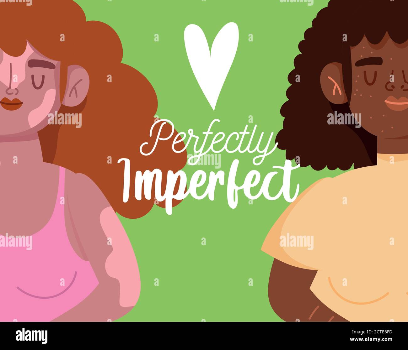 perfectly imperfect, cartoon women with vitiligo and freckles ...