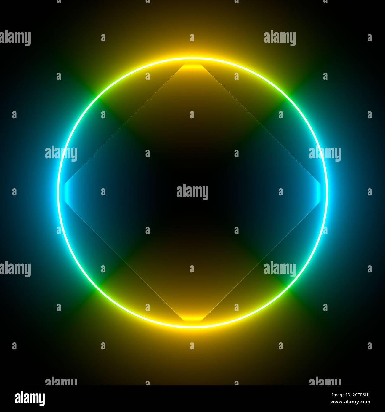 Multi-colored neon lamp on a black background. Halogen light. Simple ...