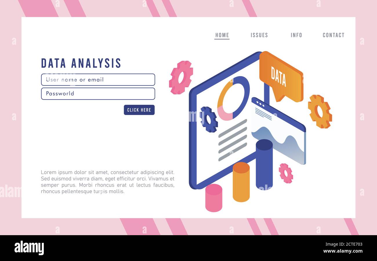 data analysis technology with template webpage and tablet vector ...