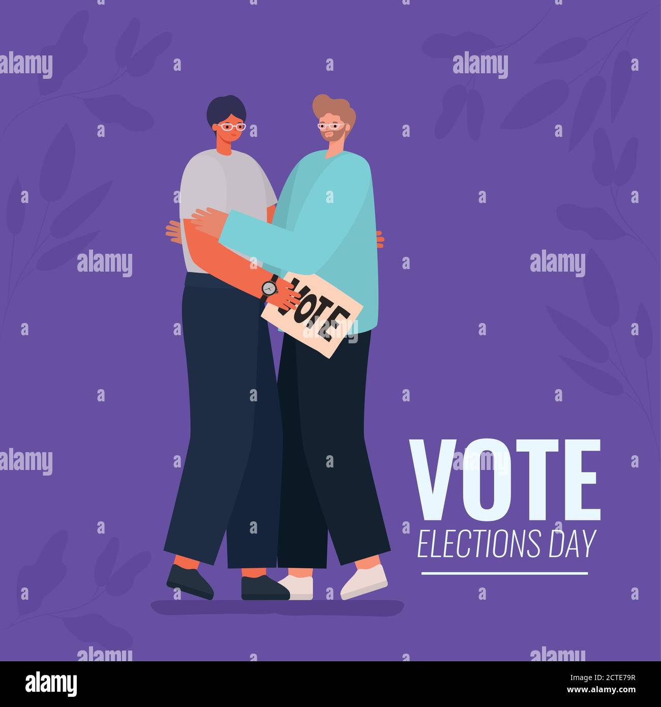 Men cartoons hugging with vote banner vector design Stock Vector Image ...