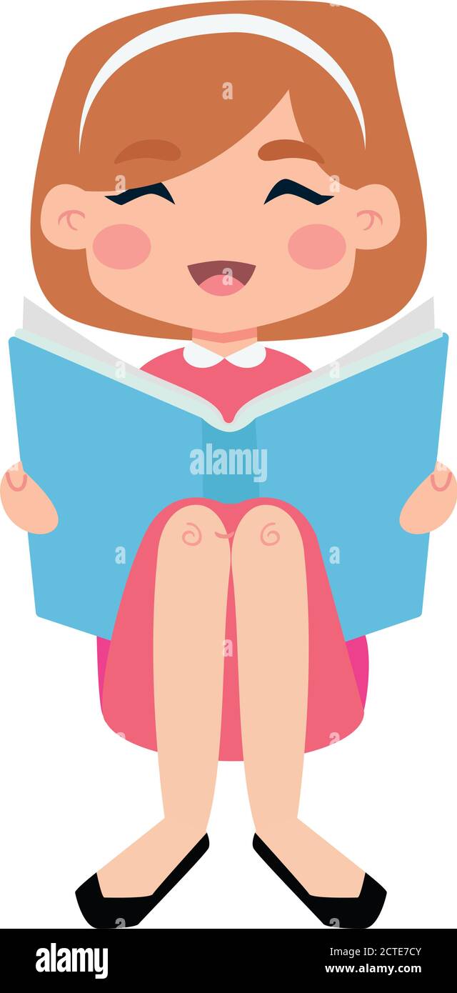 Isolated cute girl reading a book - Vector Stock Vector Image & Art - Alamy