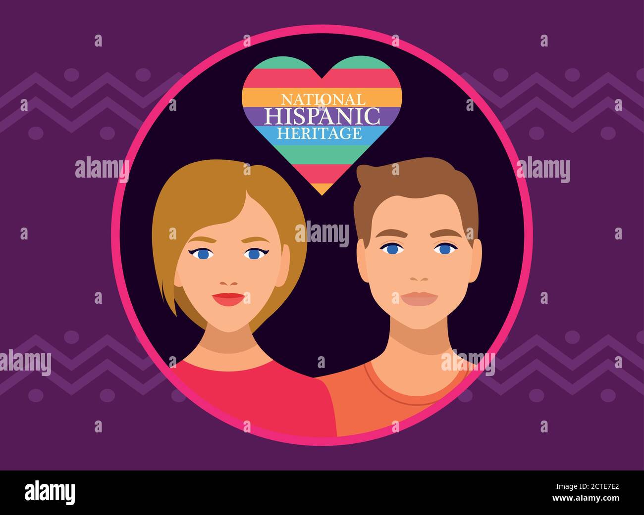 national hispanic heritage celebration with couple and lettering in ...
