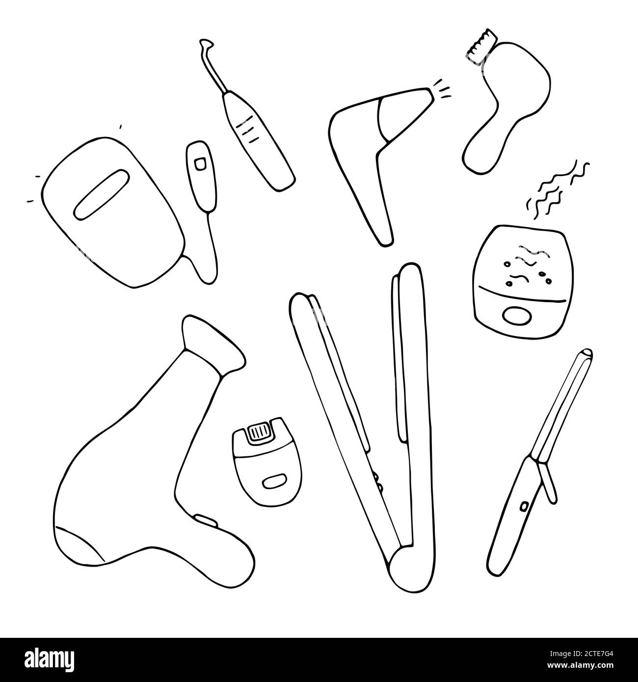 Beauty devices icon set. Home and salon cosmetology procedures. Gadgets ...
