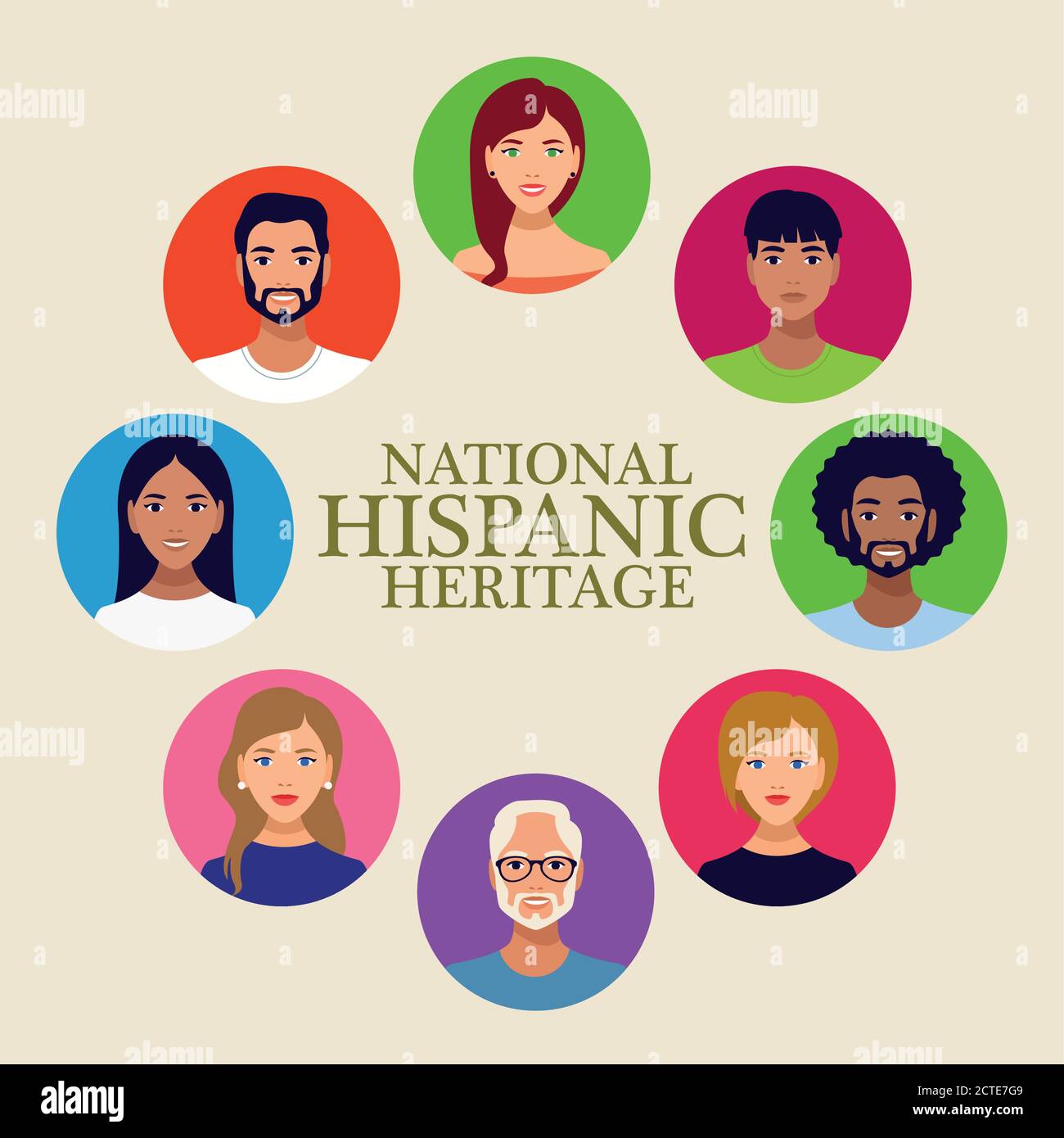 national hispanic heritage celebration lettering with people in ...