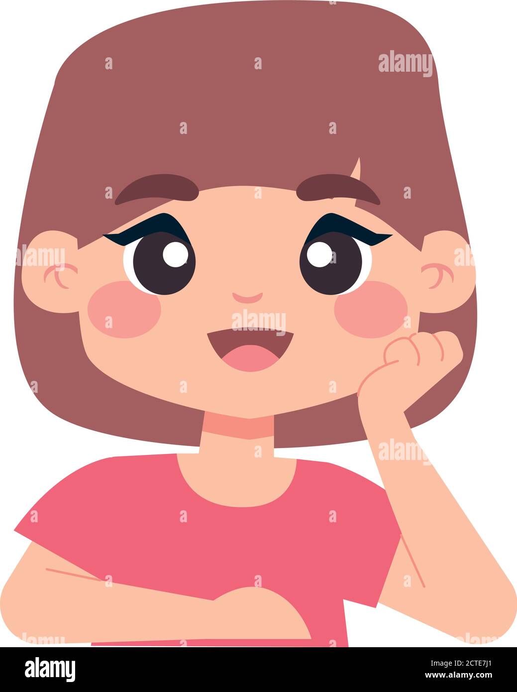 Isolated cute girl cartoon thinking - vector illustration Stock Vector ...