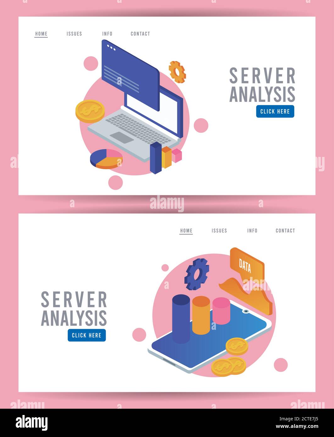 data analysis technology with laptop computer and tablet devices vector ...