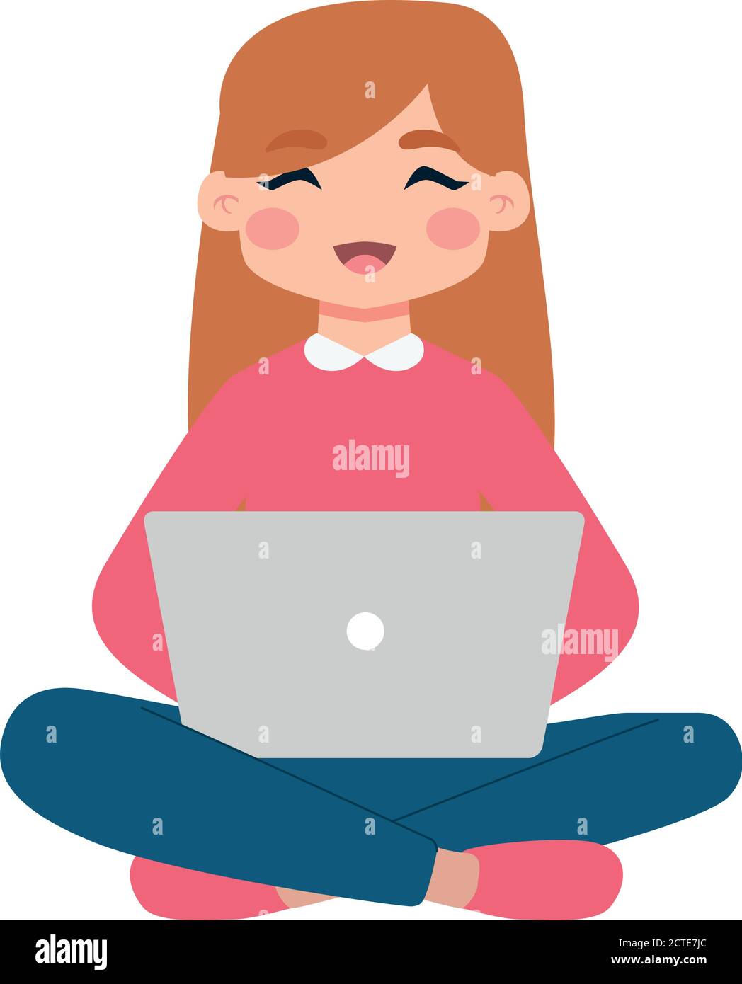 Isolated girl cartoon with a laptop - Vector Stock Vector Image & Art ...