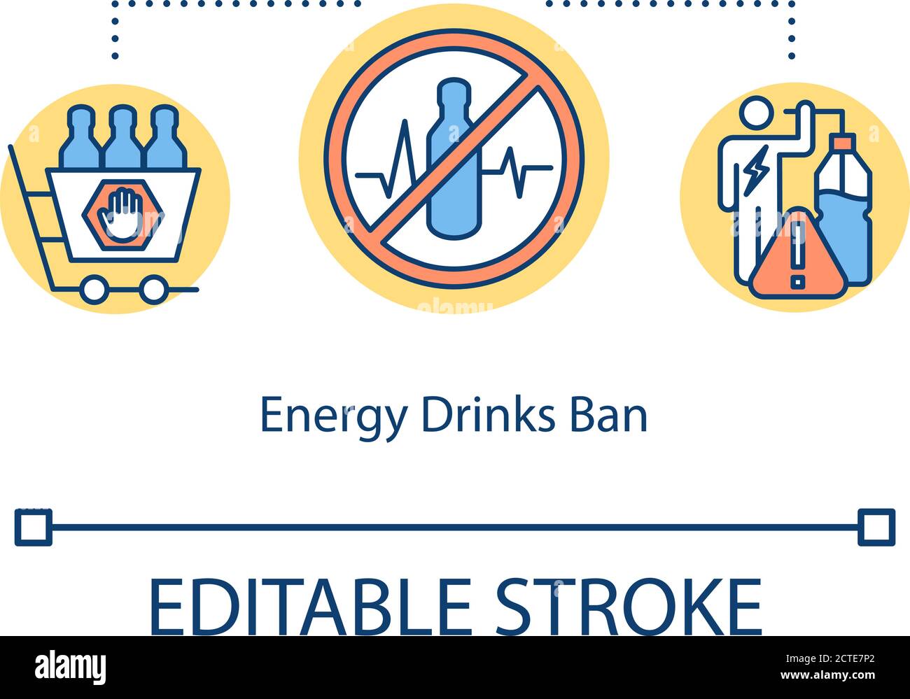 Energy drinks ban concept icon. Warning Stock Vector Image & Art - Alamy