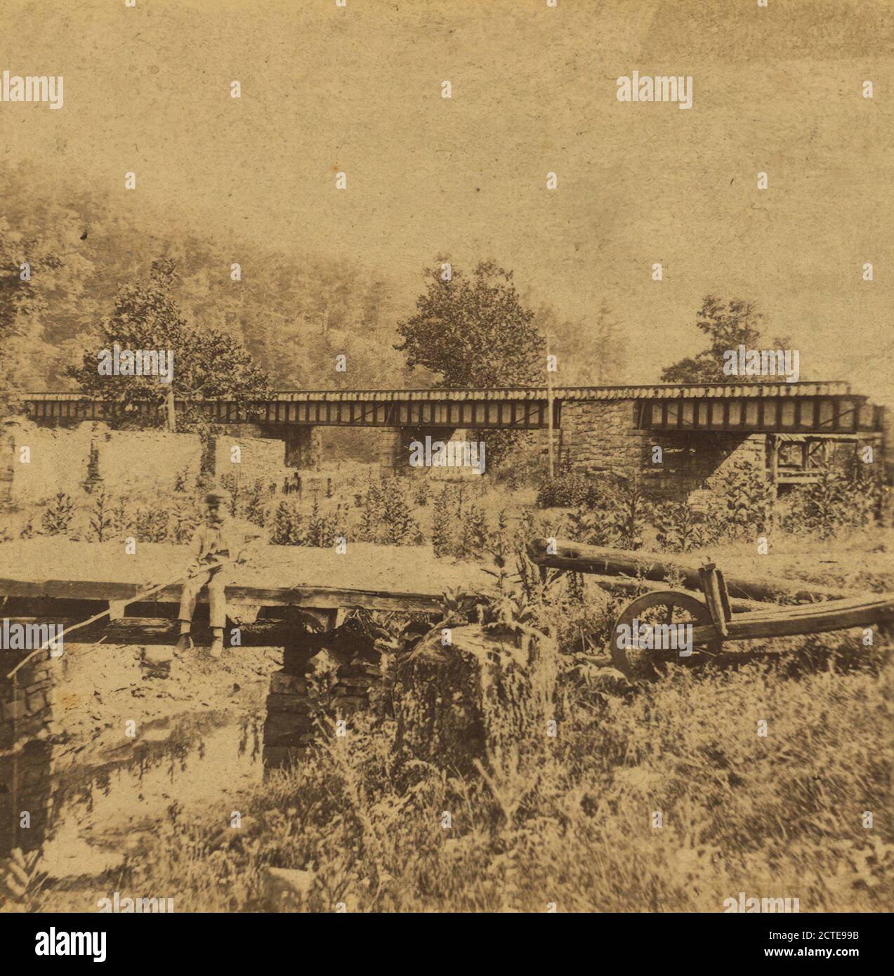 The Iron Bridge and ruins of Old Mill, near Spence Creek, Huntington Co ...