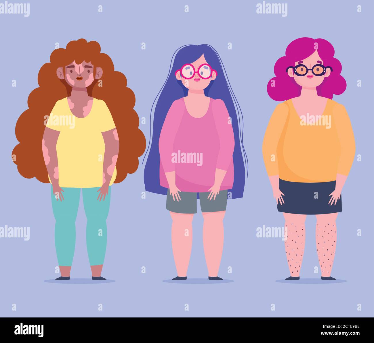 perfectly imperfect, body plus size and problem skin young women vector ...