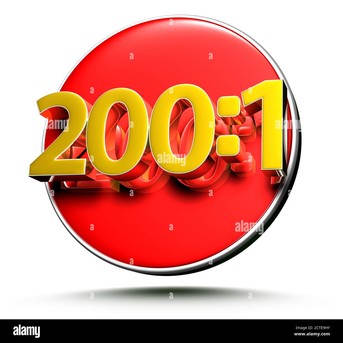 3D illustration 200 to 1 isolated on a white background.(with Clipping ...
