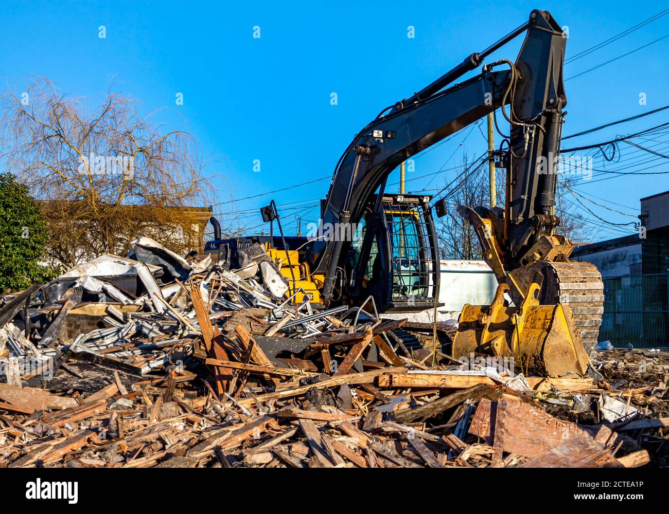 Demolition building machine destruction excavator hi-res stock ...