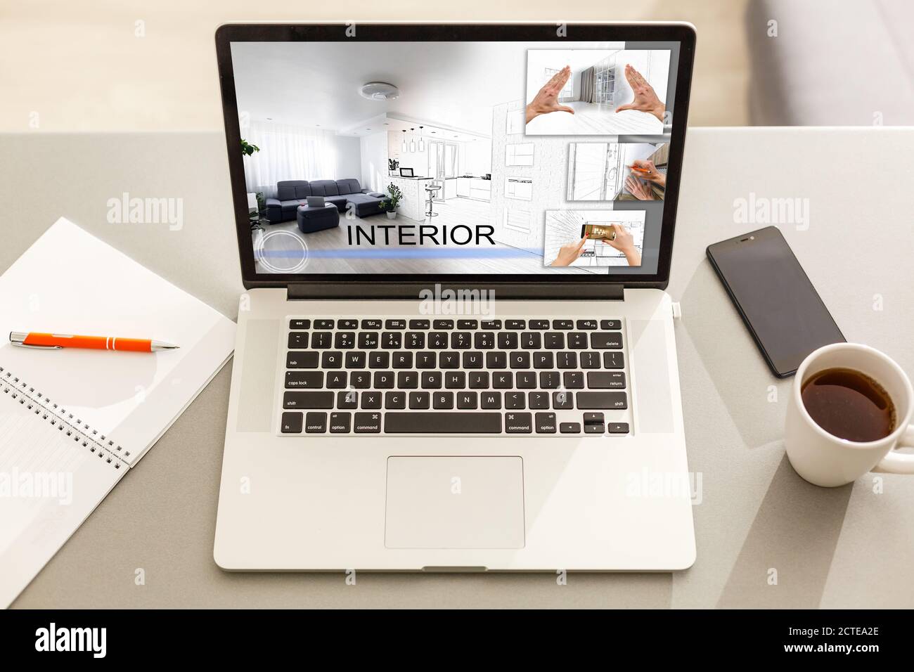 Creative professional designer's desk from above Stock Photo - Alamy