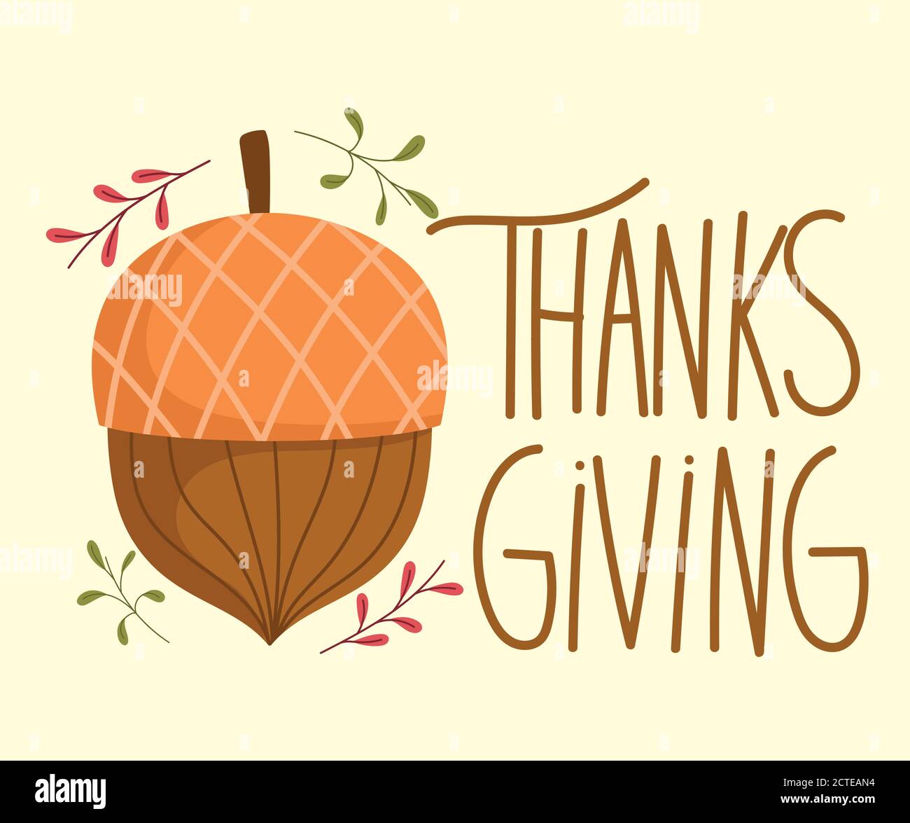 happy thanksgiving, autumn leaves acorn celebration card vector ...