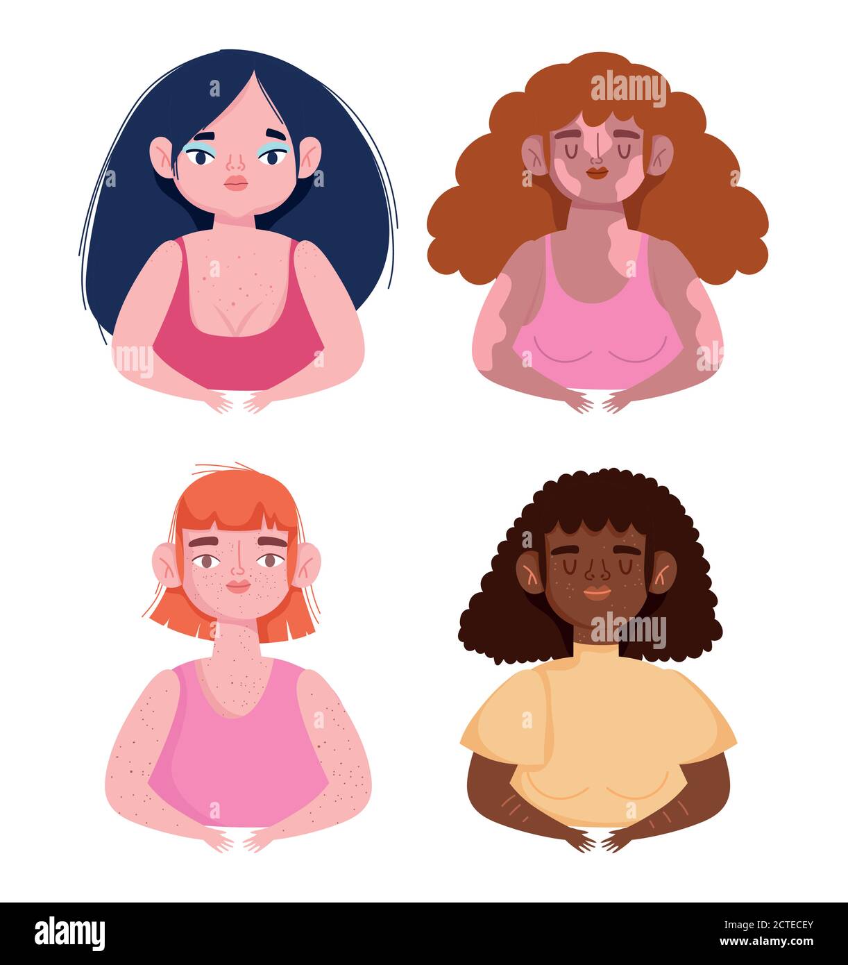 perfectly imperfect, cartoon group women theme about chronic skin ...