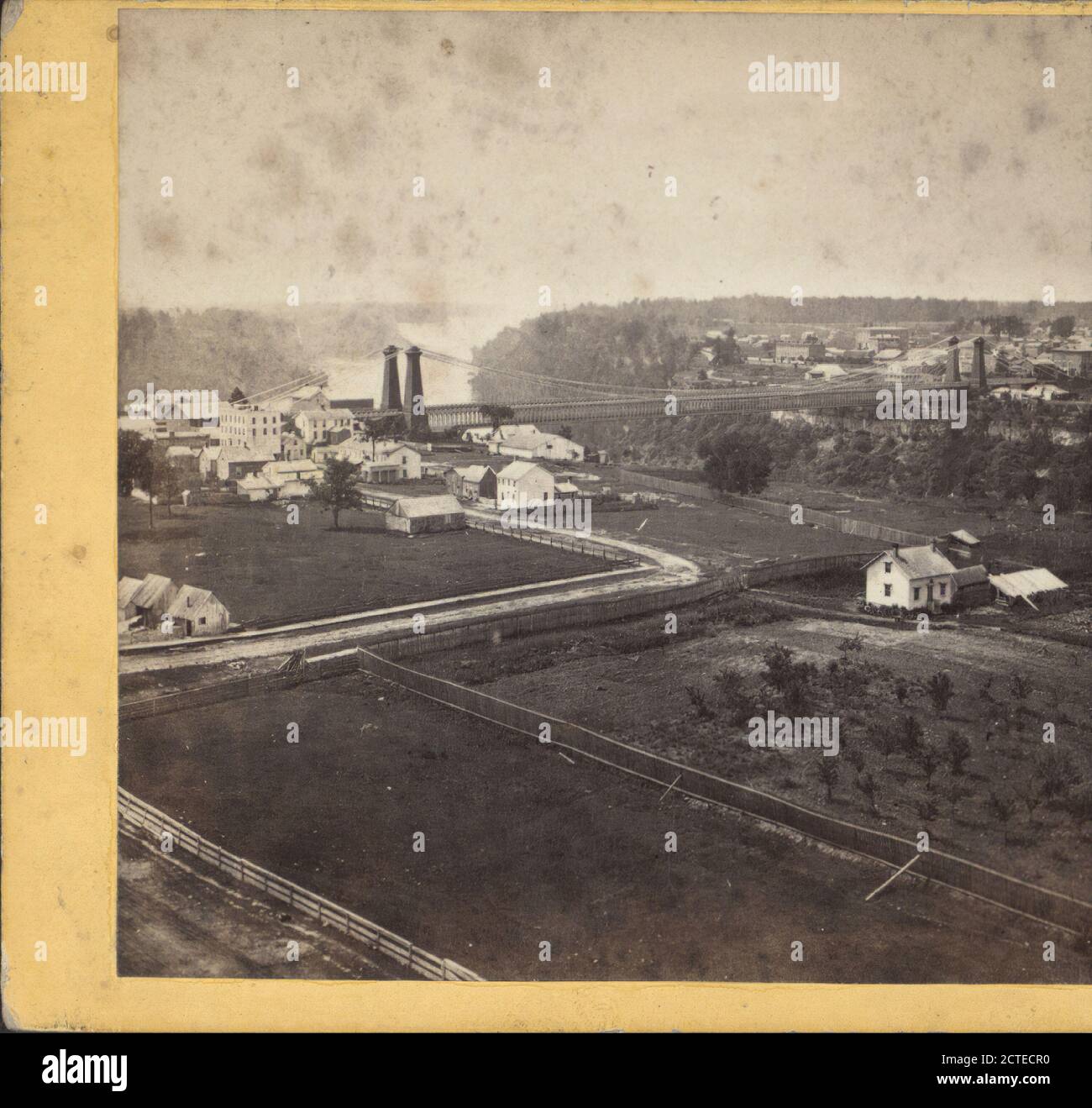 Distant view of Suspension Bridge from Monteagle Hotel, Niagara Falls ...