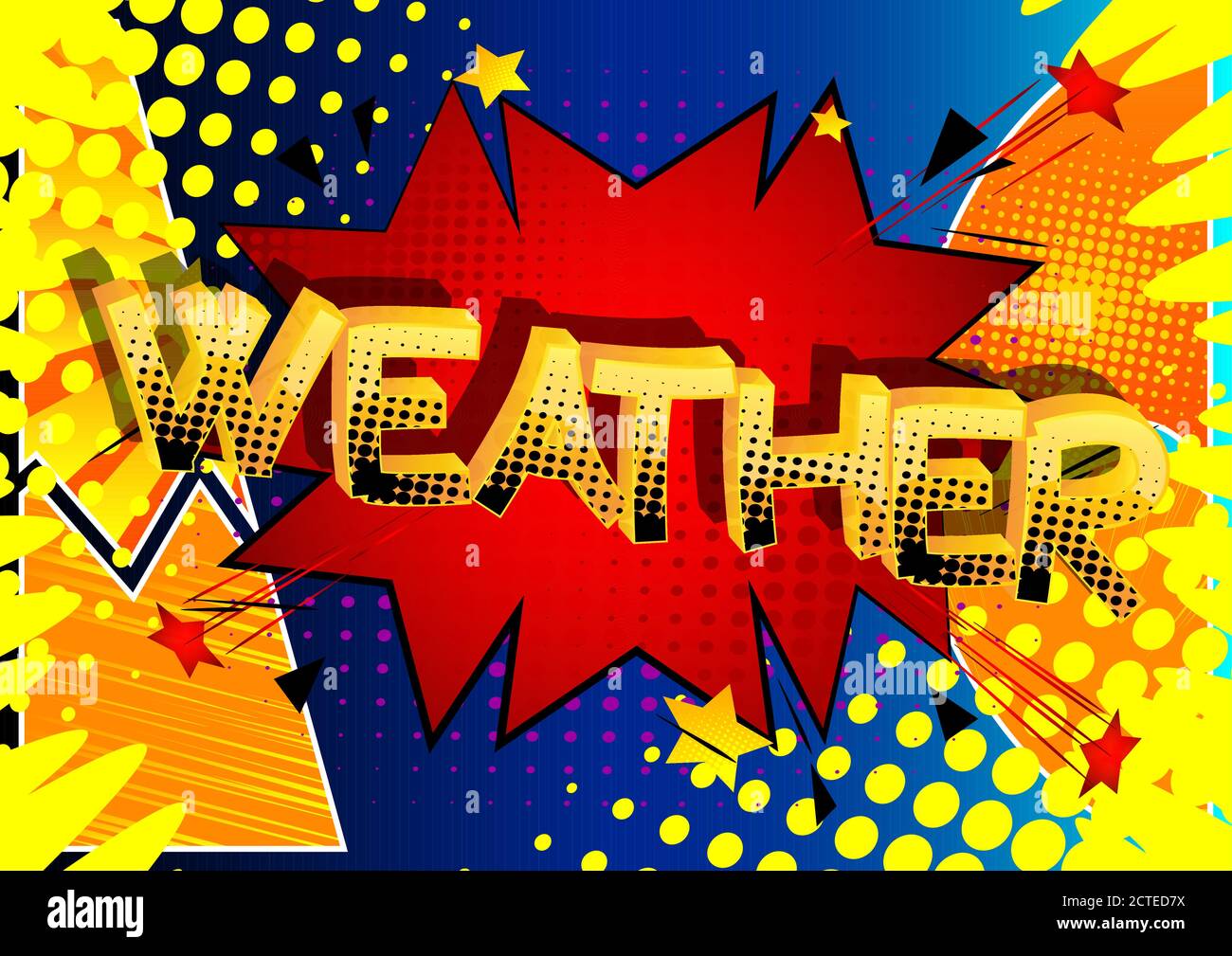 Weather Comic book style cartoon words on abstract comics background ...