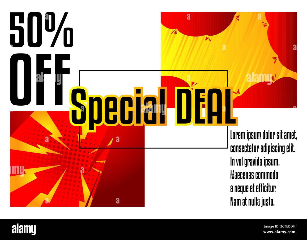 Comic book fashion sale social media post design. Cartoon colored ...