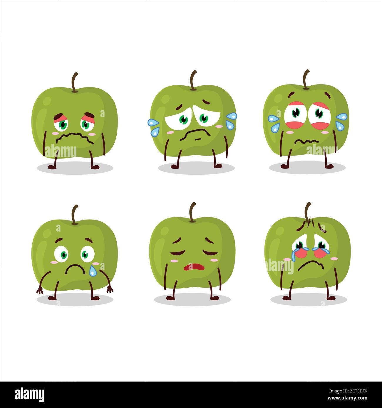 Green apple cartoon character with sad expression Stock Vector Image ...