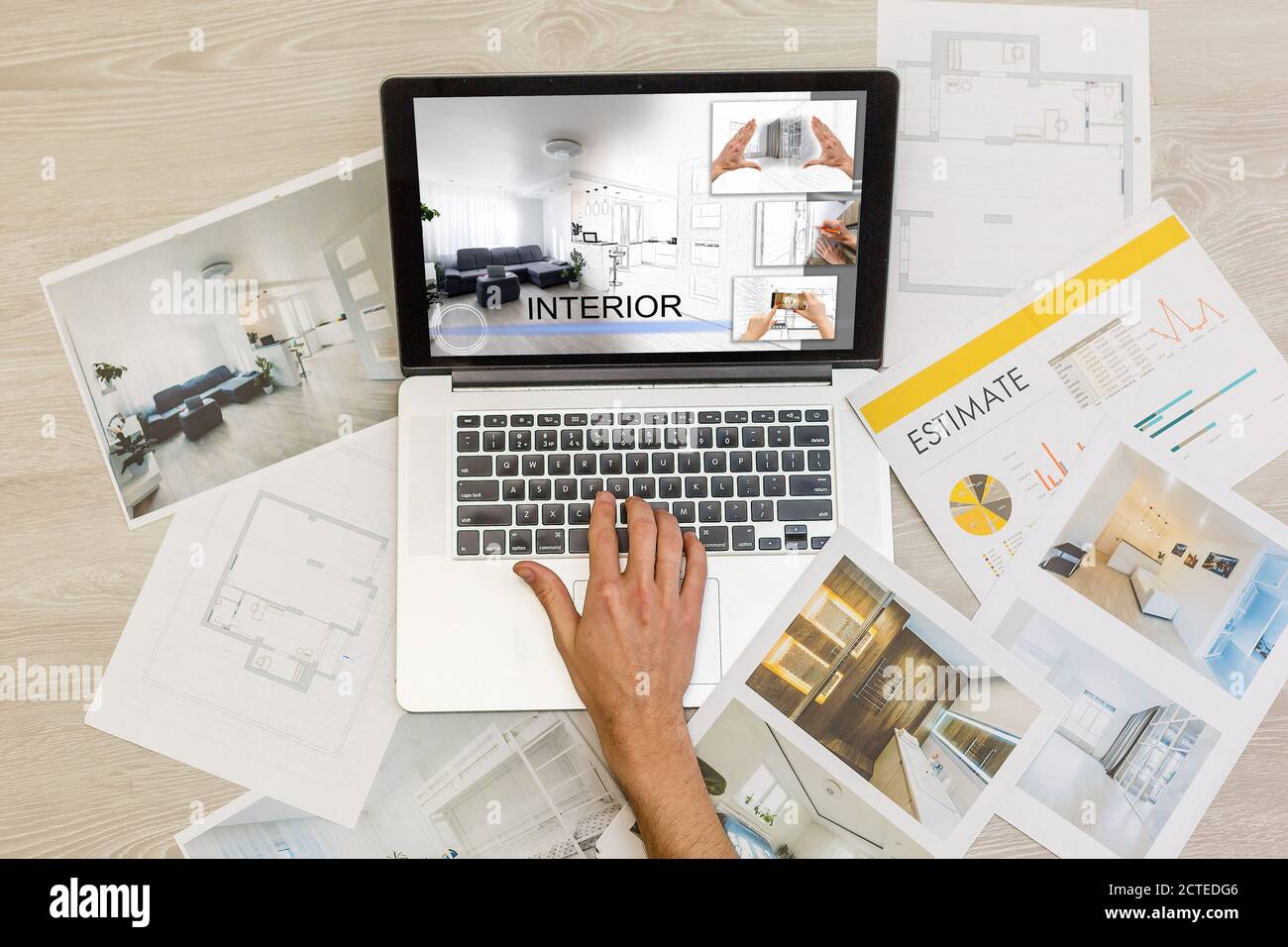 Creative professional designer's desk from above Stock Photo - Alamy