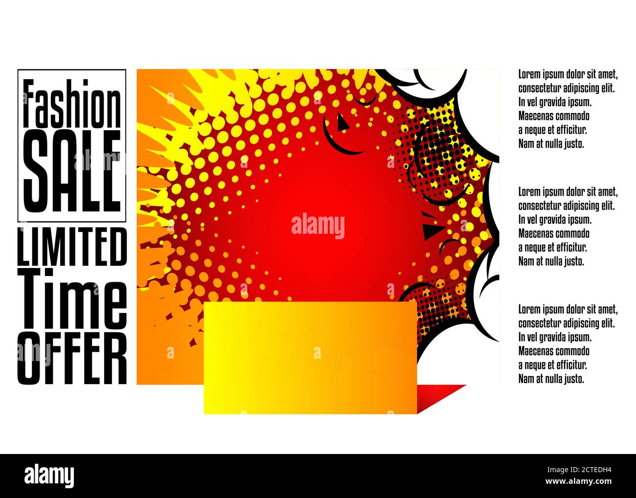 Comic book fashion sale social media post design. Cartoon colored ...