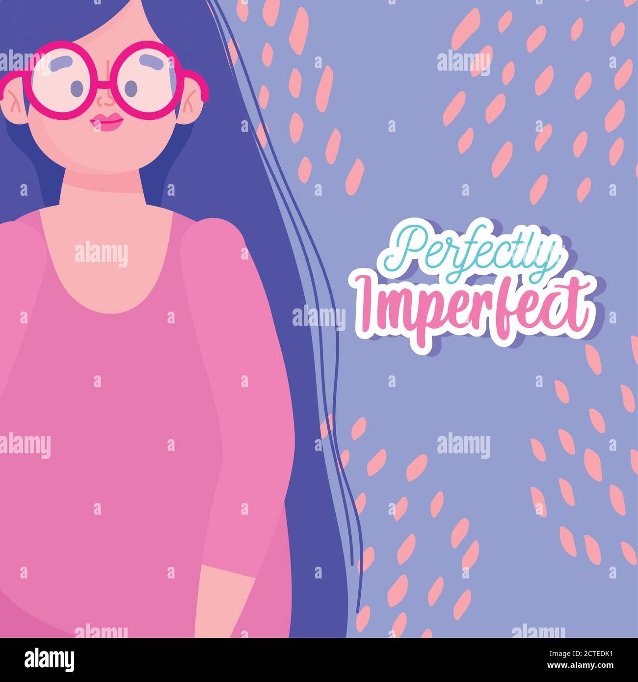 perfectly imperfect, girl with glasses and long hair cartoon vector ...