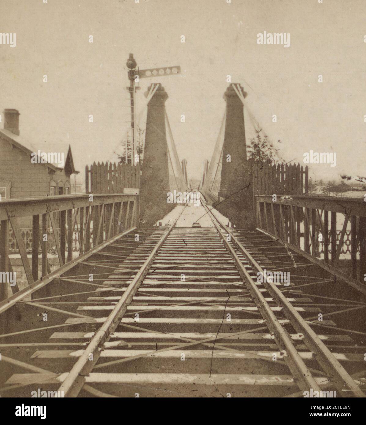 Suspension Bridge, Niagara railroad tracks., New York (State), Niagara ...