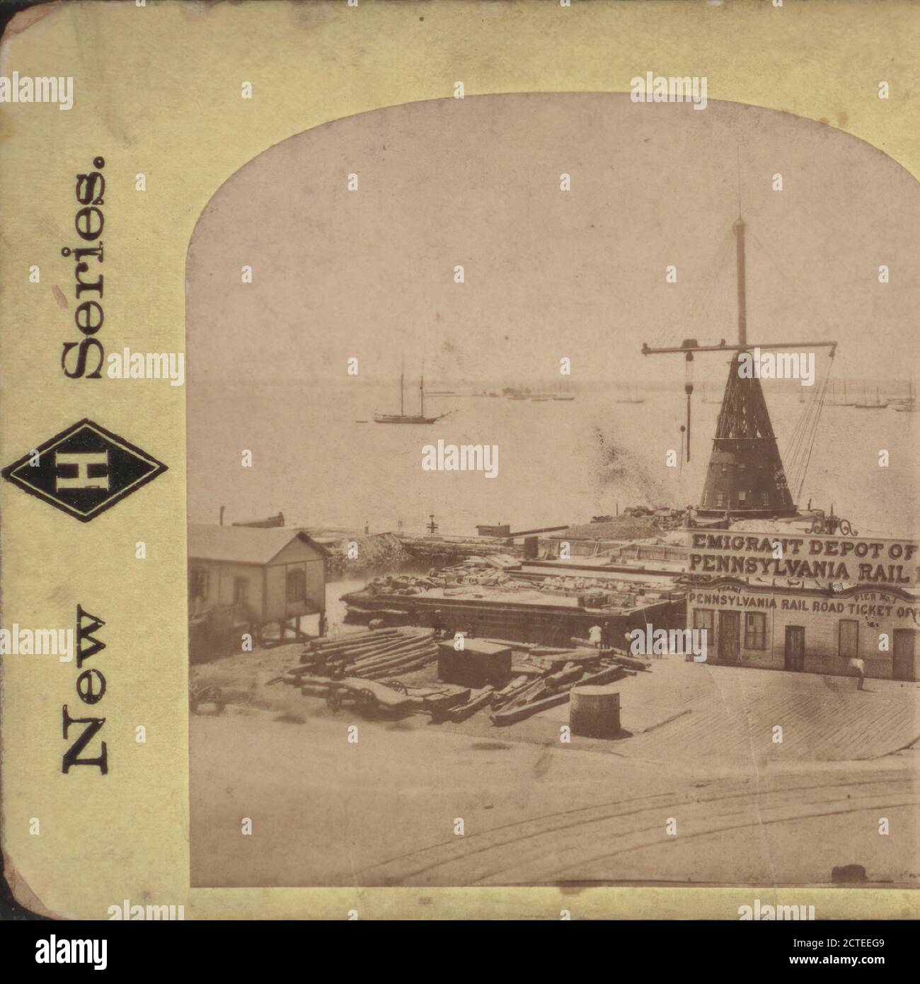 Floating Derrick, New York. View of Pennsylvania Railroad Emigrant ...