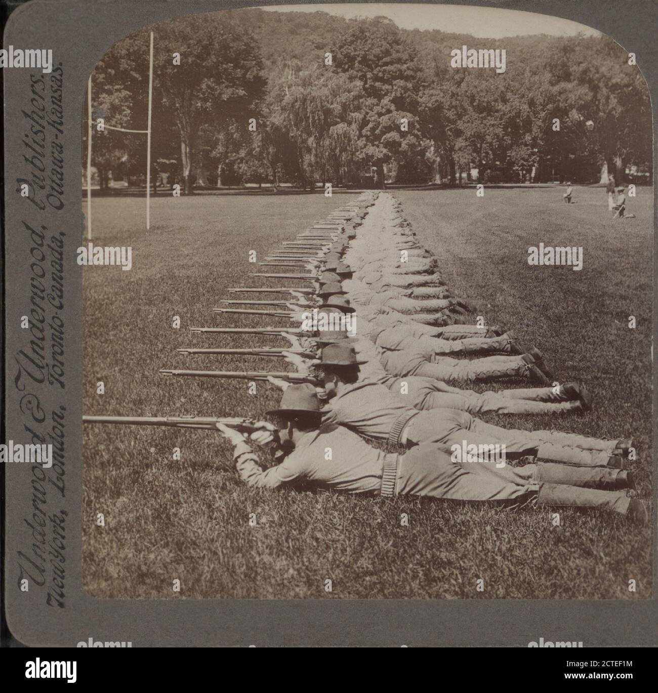 Skirmish line drill, cadets, West Point Military Academy., Underwood ...