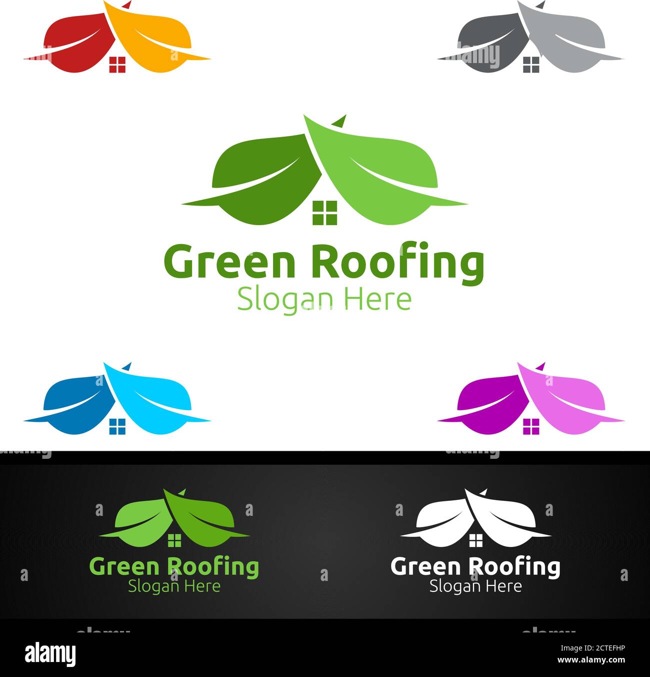 Green Roofing Logo for Property Roof Real Estate or Handyman ...