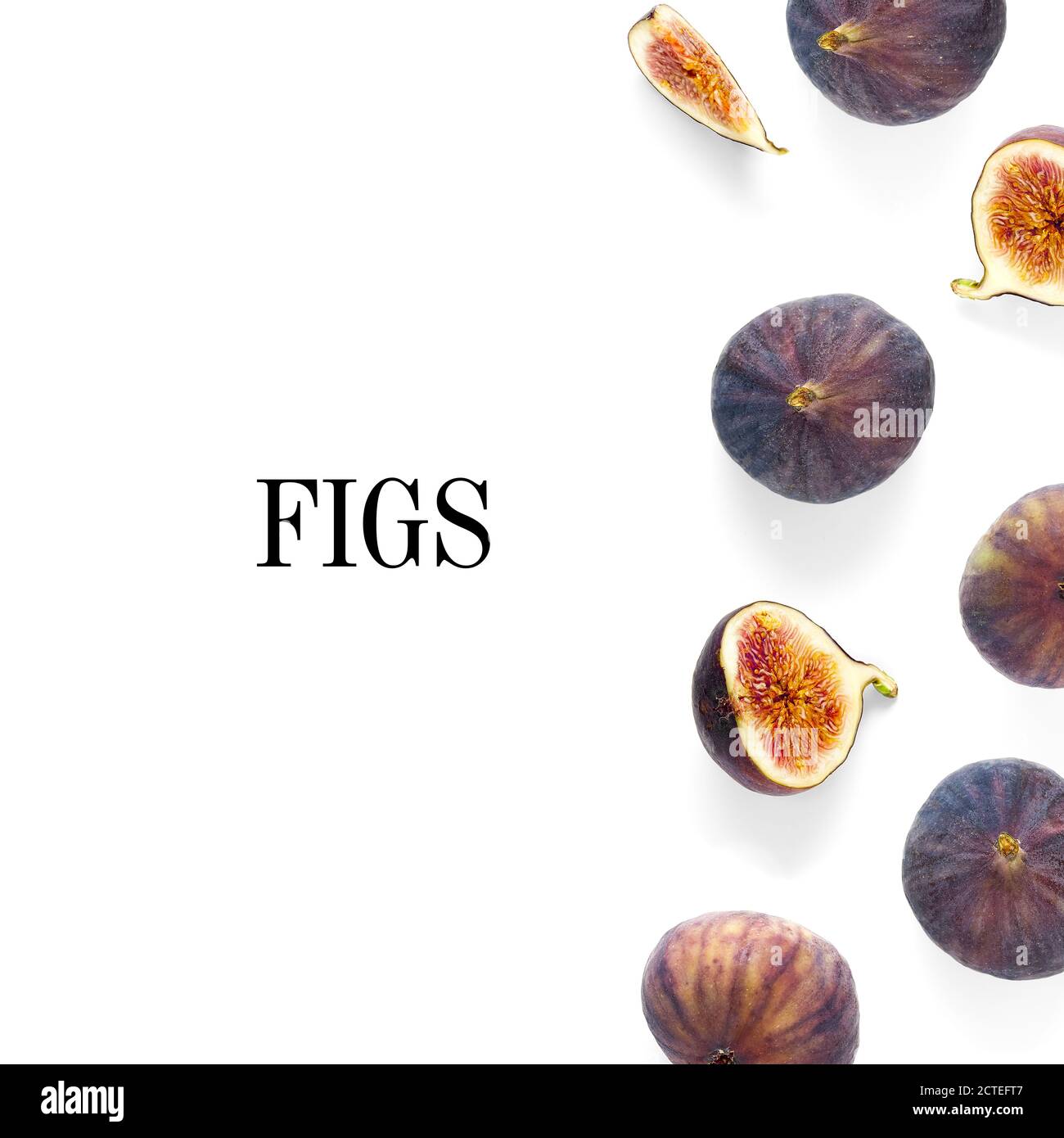 Creative layout of Fresh ripe figs. Food Photo. Figs on a white ...