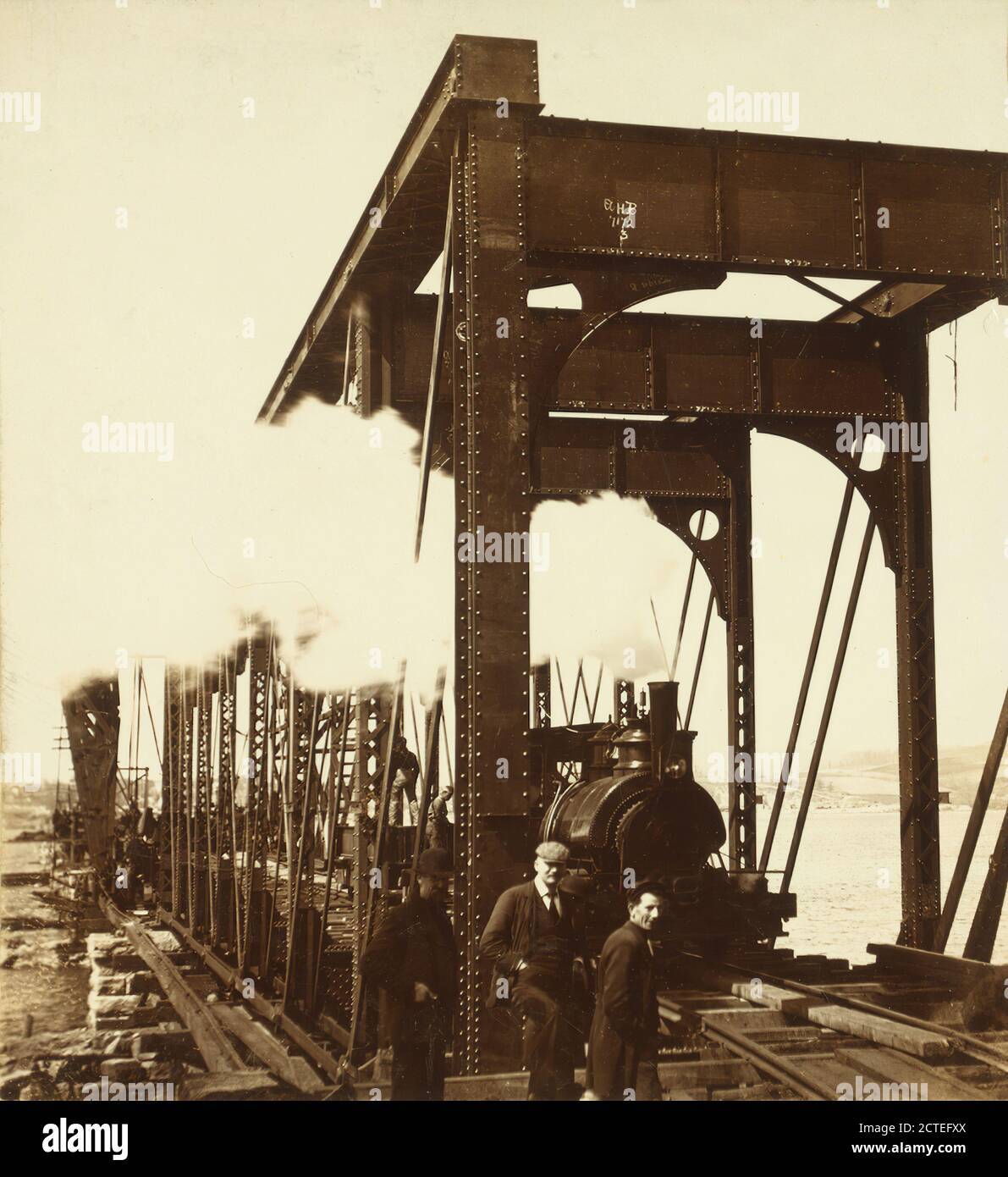 Bridge under construction with train on tracks., Pennsylvania Stock ...
