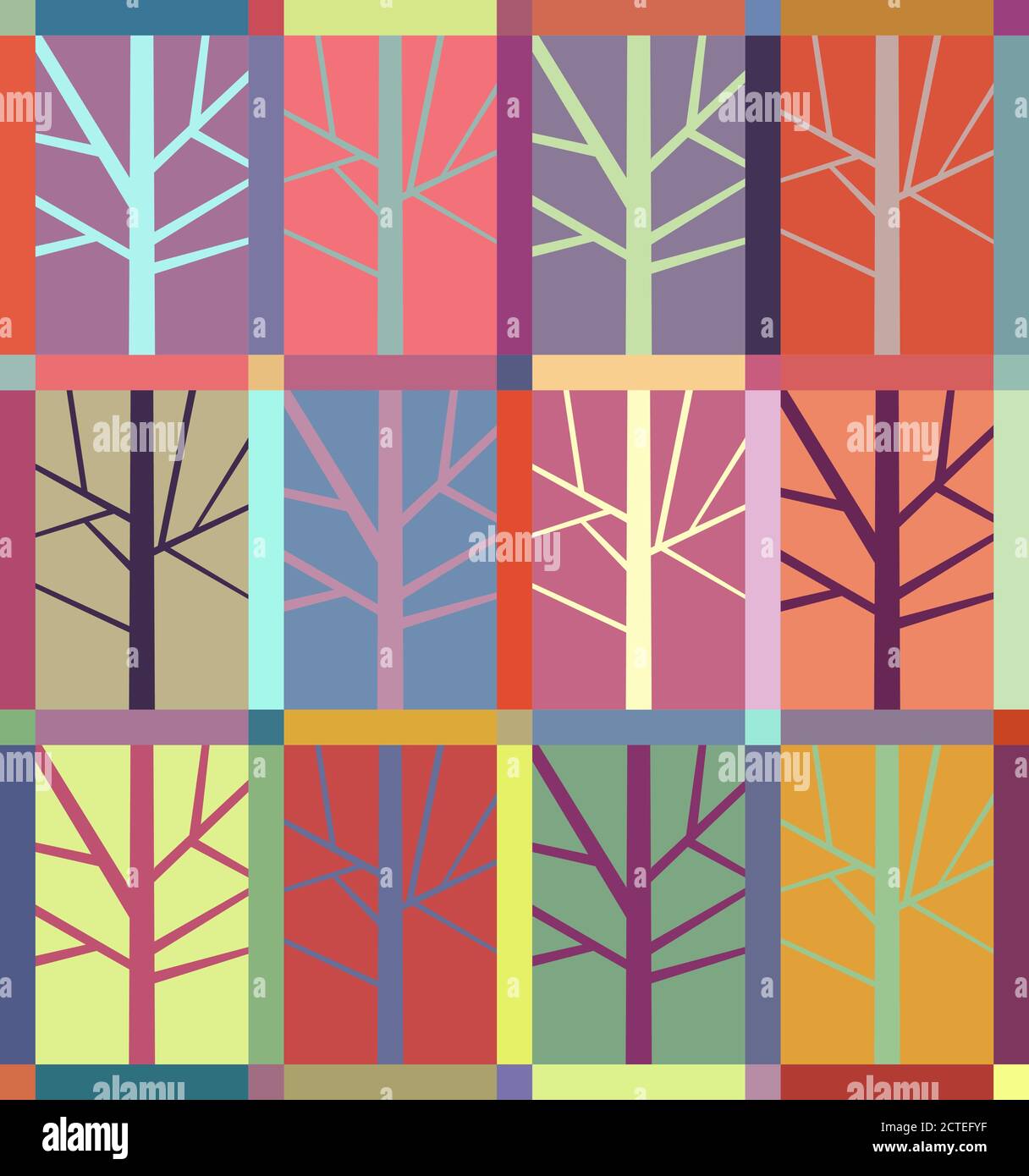 A Colorful Tree Silhouette Background, Abstract Stock Vector Image ...