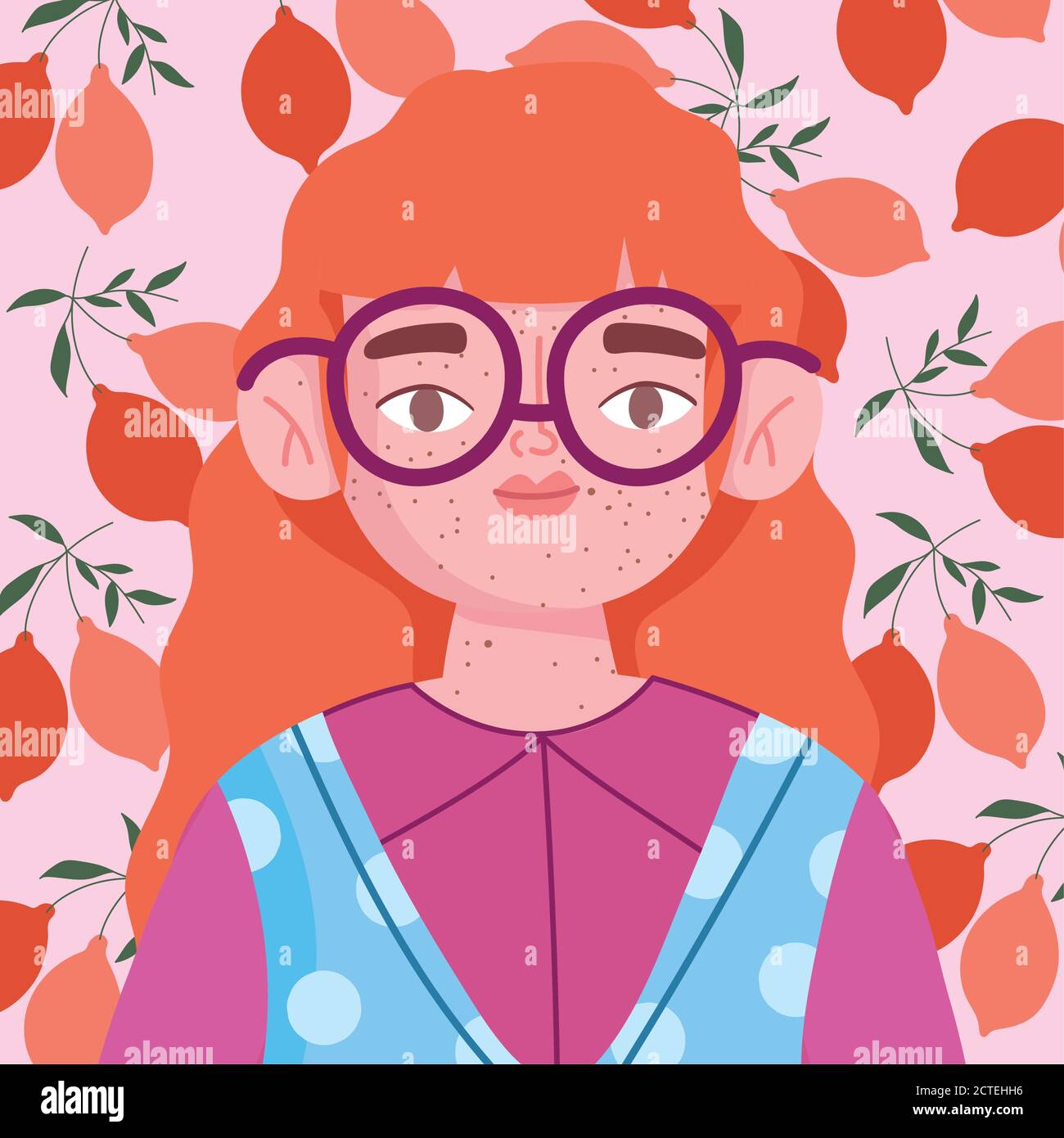 perfectly imperfect, cartoon woman with glasses and freckles on face ...