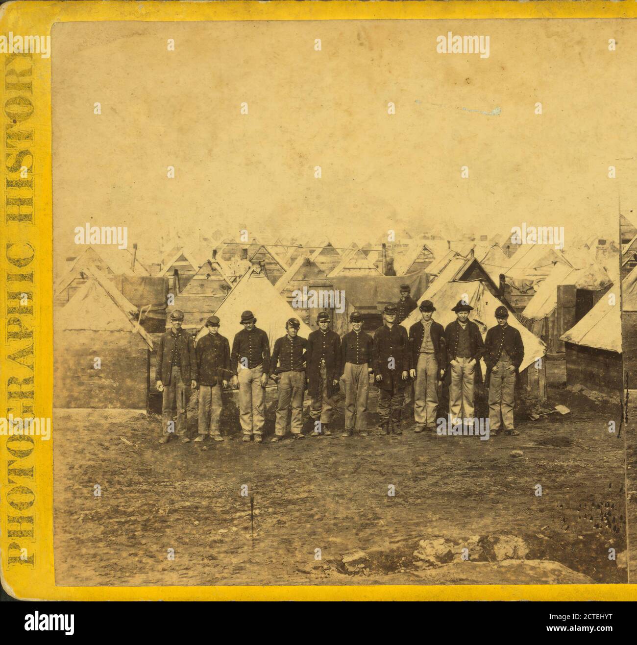 Soldiers' winter quarters, Army of the Potomac. Inside the first line ...