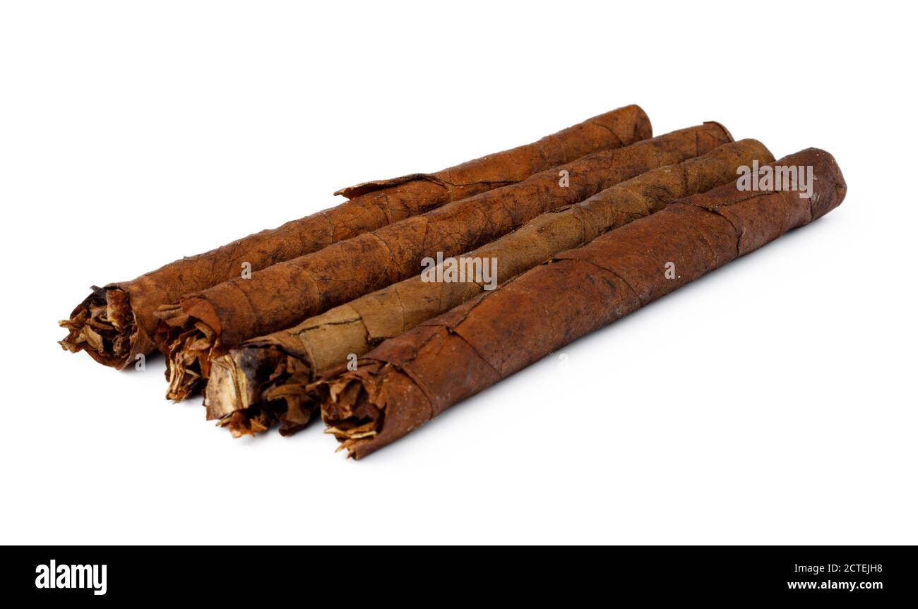 Bunch of hand rolled cigars isolated on white Stock Photo - Alamy