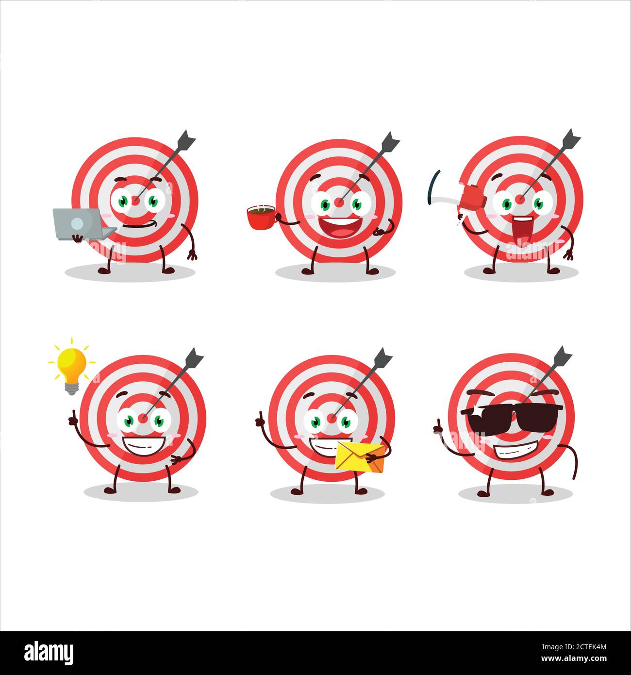 Target cartoon character with various types of business emoticons Stock ...