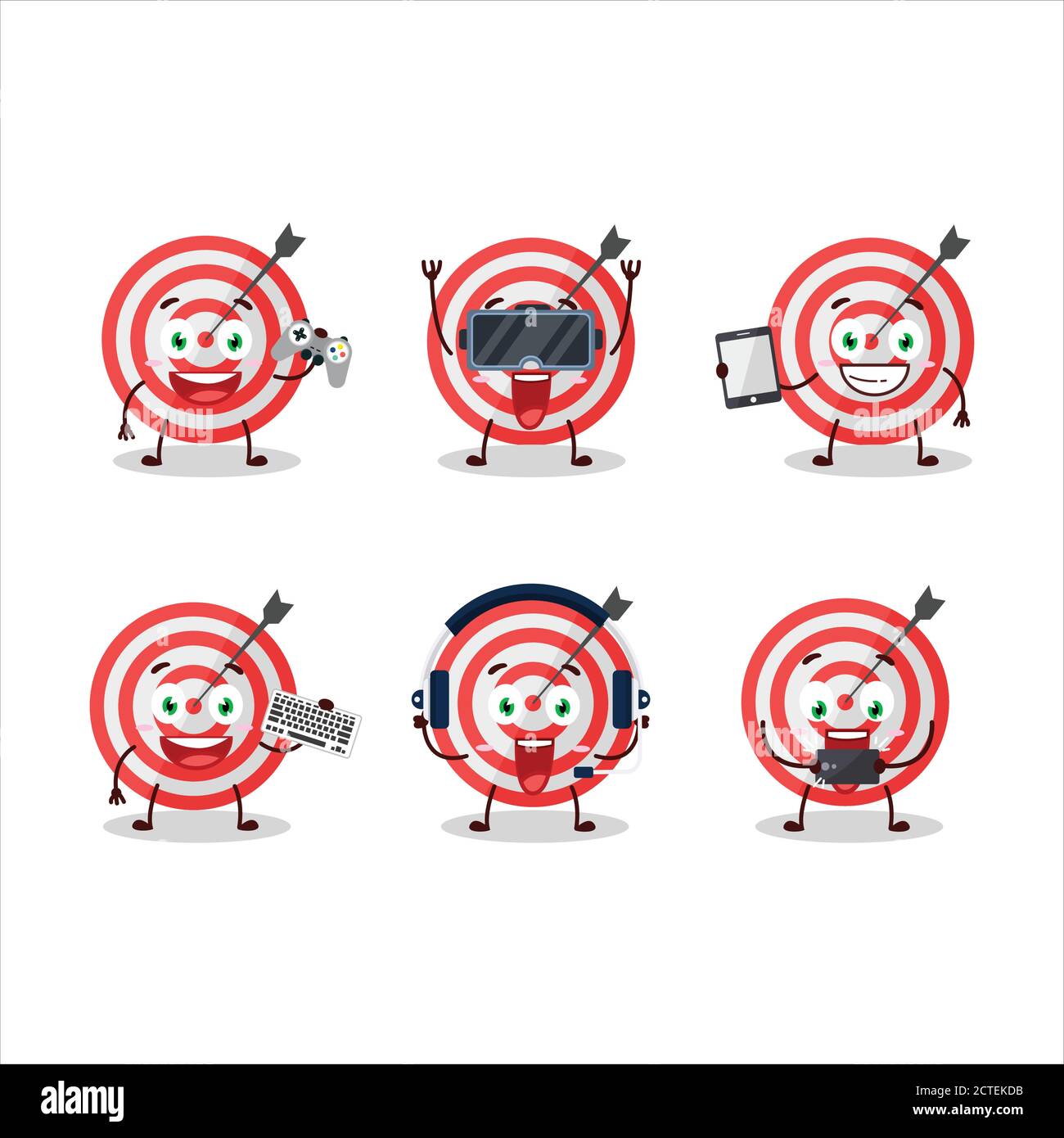 Target cartoon character are playing games with various cute emoticons ...