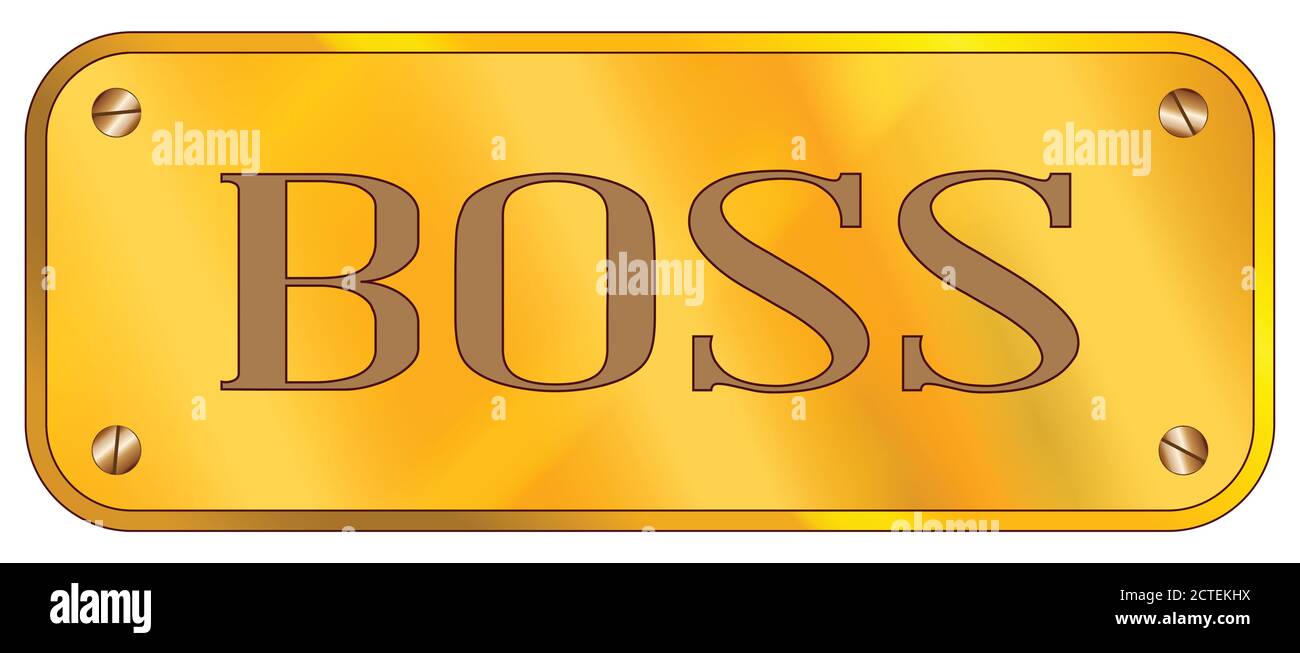 A brass plaque with the text Boss Stock Vector Image & Art - Alamy