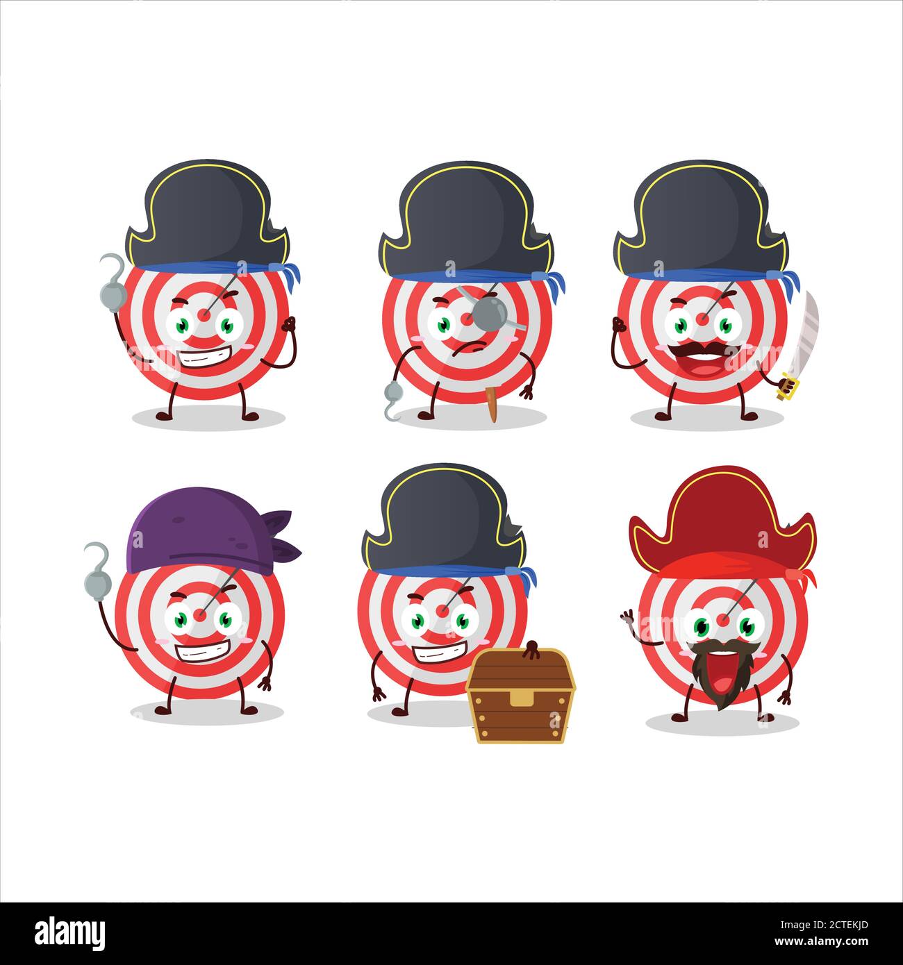 Cartoon character of target with various pirates emoticons Stock Vector ...