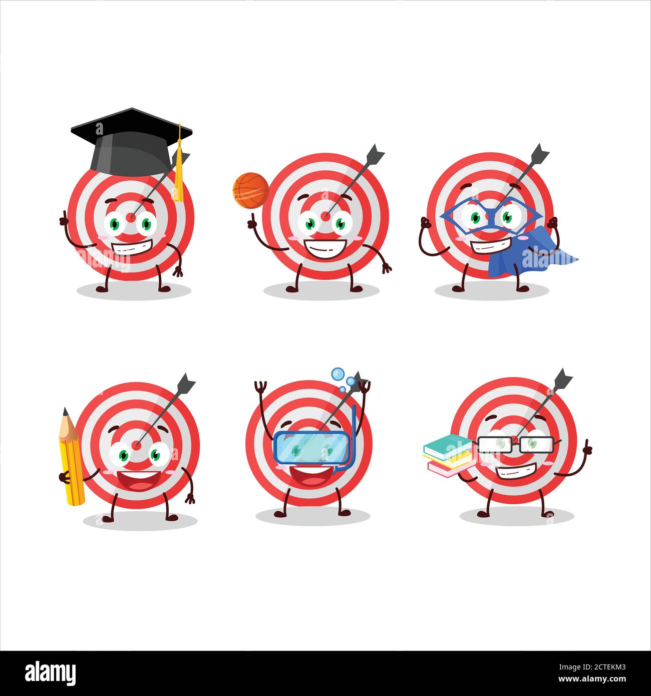 School student of target cartoon character with various expressions ...