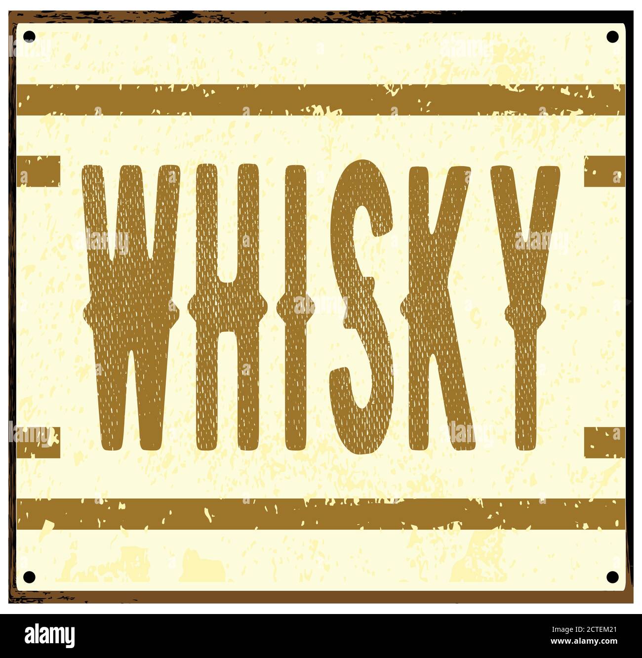 Old worn metal whisky sign isolated over a white background Stock ...